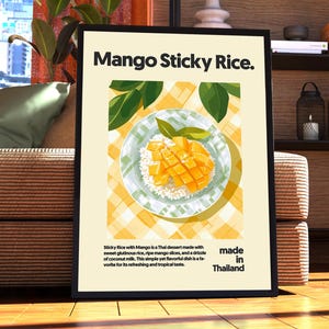 Mango Sticky Rice Poster - Food Poster - Kitchen Decor - Kitchen Print ...