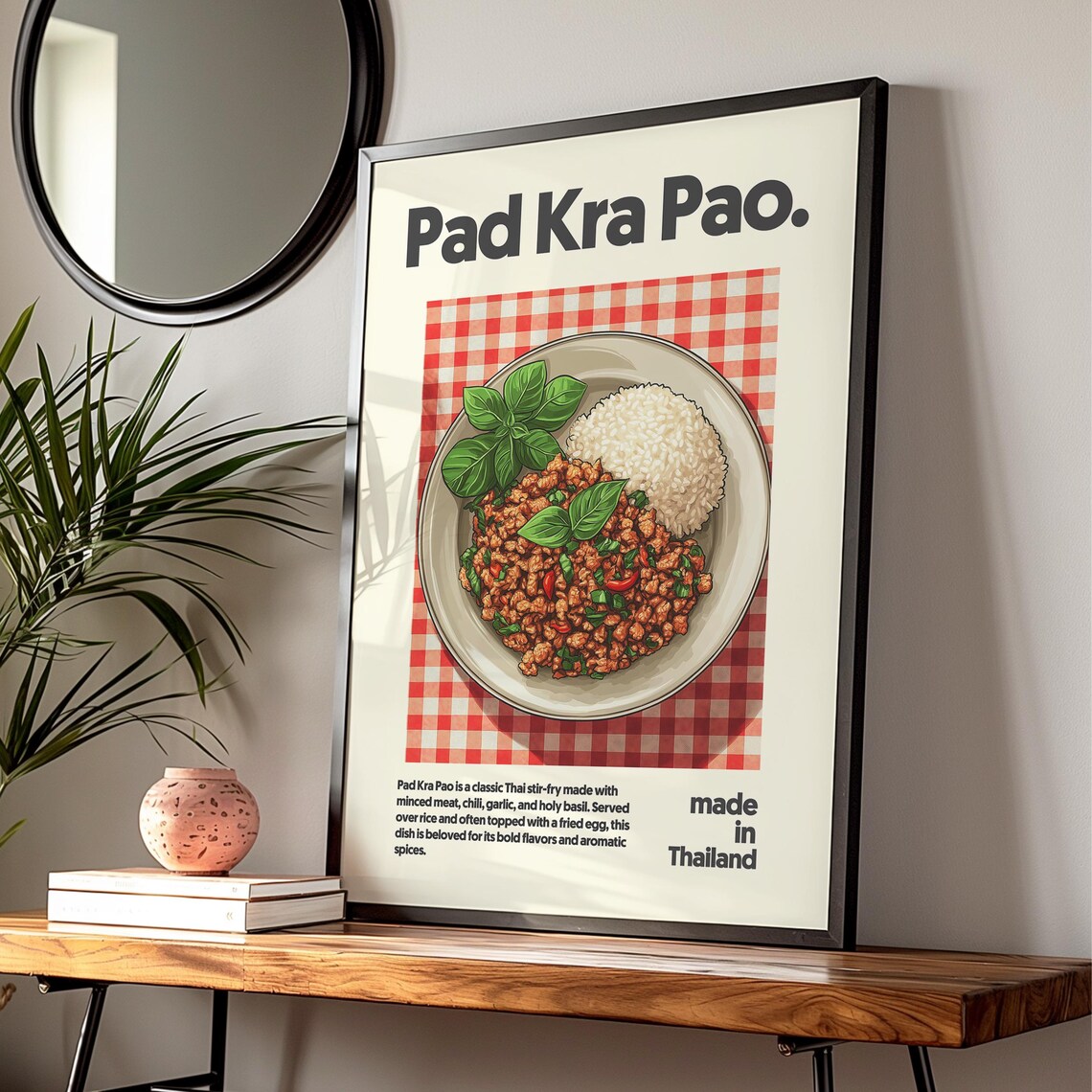 Pad Kra Pao Poster - Food Poster - Kitchen Decor - Kitchen Print - Thai ...