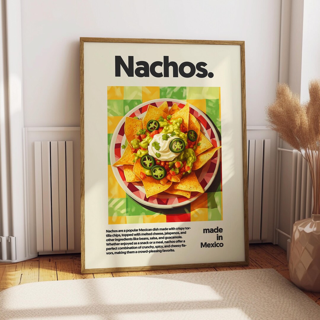 Nachos Poster - Food Poster - Kitchen Decor - Kitchen Print - Mexican ...