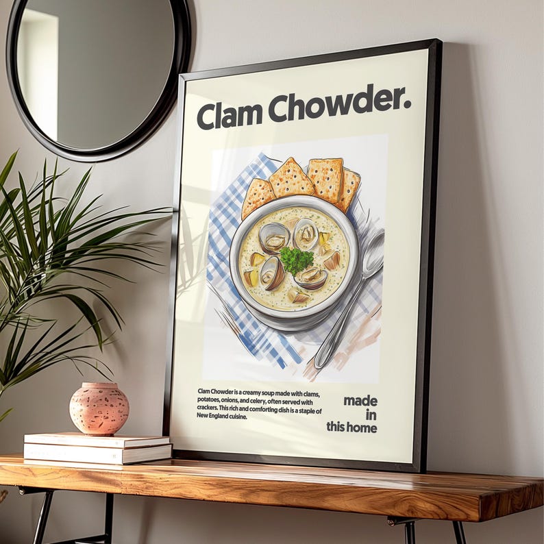 Clam Chowder Poster - Food Poster - Kitchen Decor - Kitchen Print ...