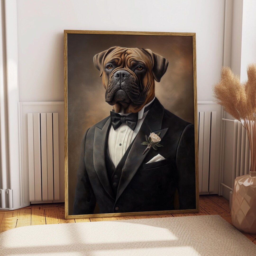 Bull Mastiff in Suit Portrait - Dog Poster - Pet Portrait - Custom Pet ...