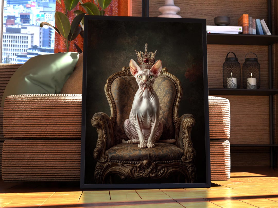 Sphynx Cat Royal Portrait - Cat Poster - Pet Portrait - Custom Pet Art ...