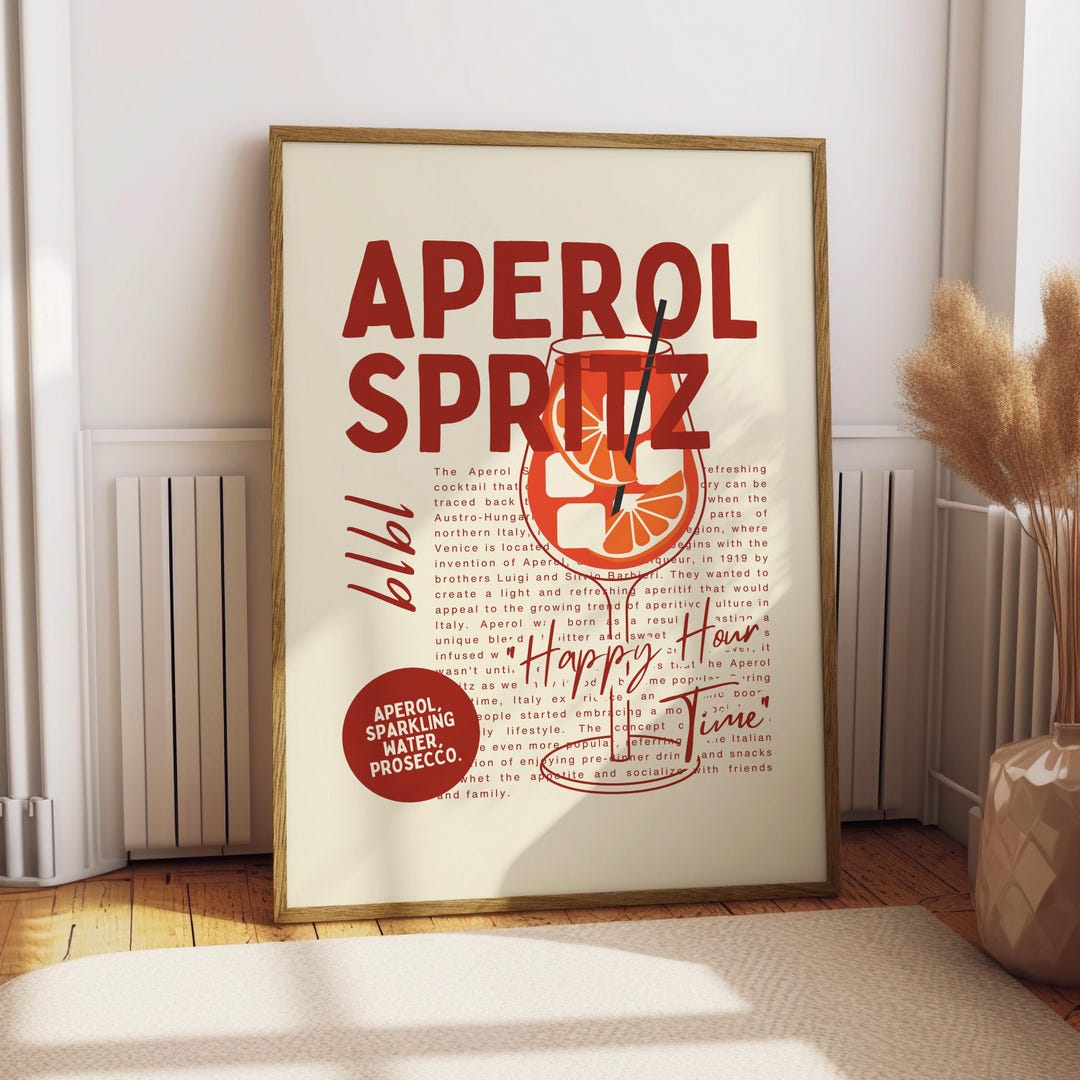 Aperol Spritz Poster - Kitchen Decor - Kitchen Print - Drinks Poster ...