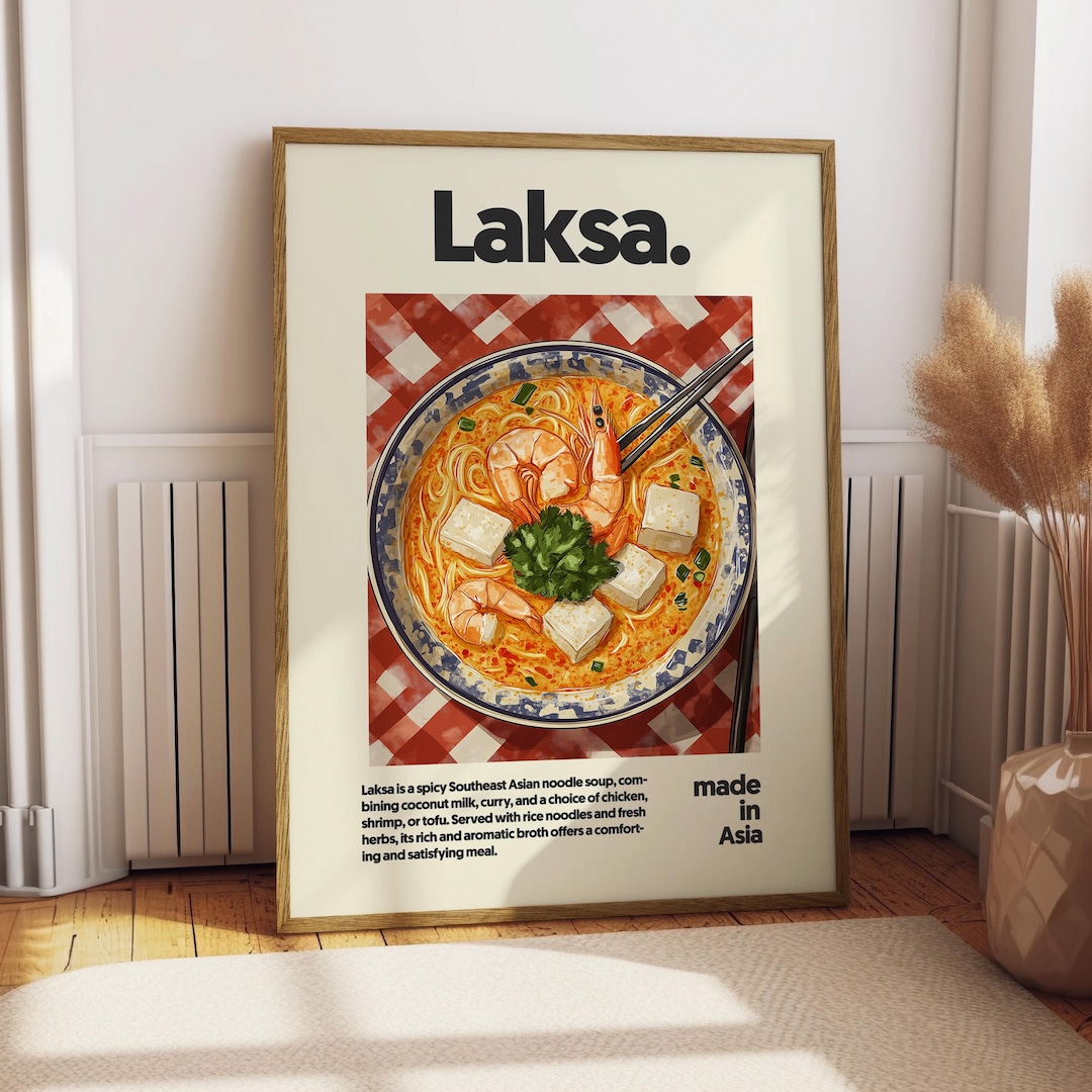 Laksa Poster - Food Poster - Kitchen Decor - Kitchen Print - Malaysian ...