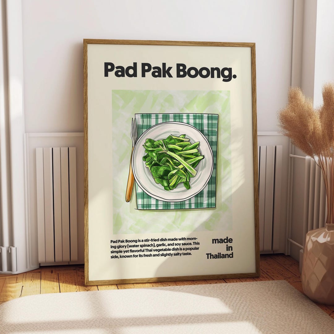Pad Pak Boong Poster - Food Poster - Kitchen Decor - Kitchen Print ...
