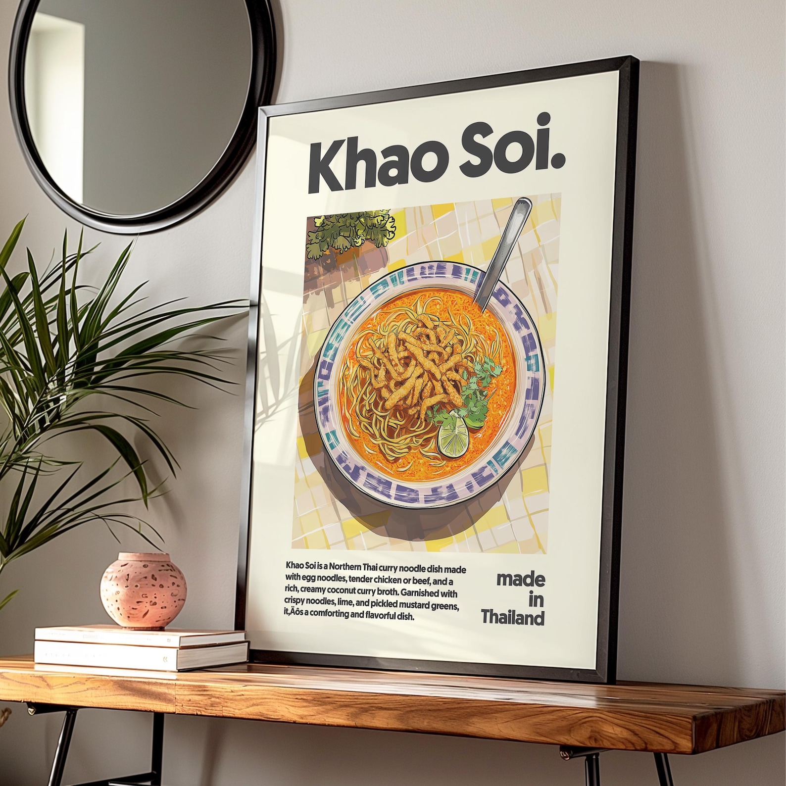Khao Soi Poster - Food Poster - Kitchen Decor - Kitchen Print - Thai ...