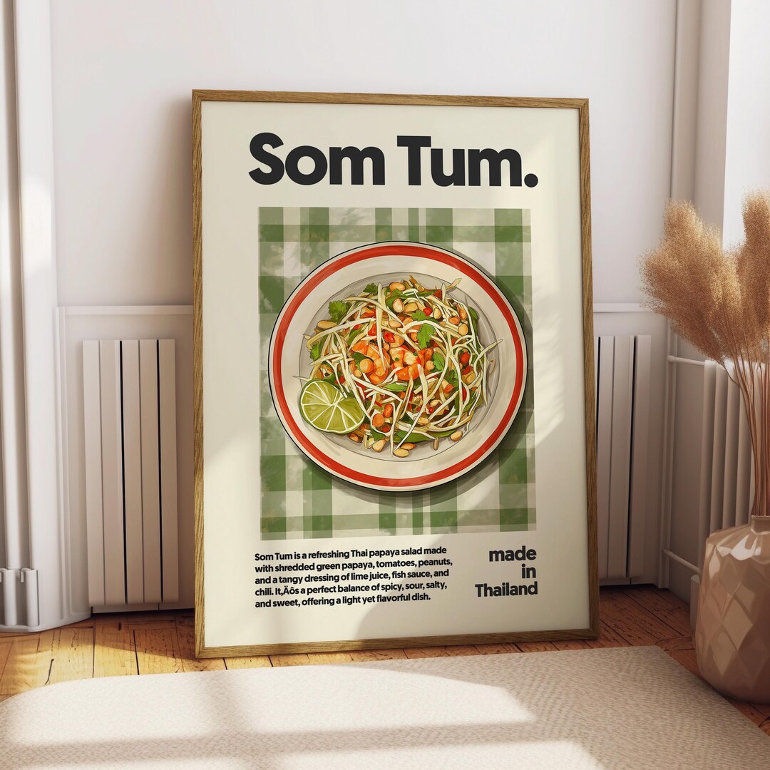 Som Tum Poster - Food Poster - Kitchen Decor - Kitchen Print - Thai ...