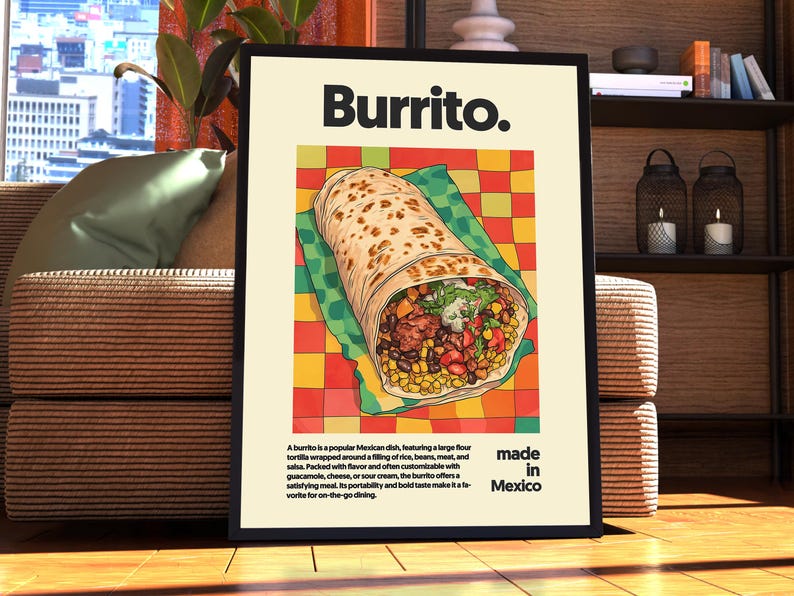 Burrito Poster - Food Poster - Kitchen Decor - Kitchen Print - Mexican ...