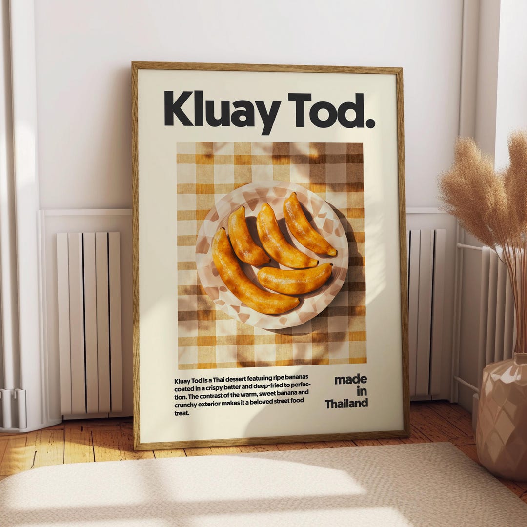 Kluay Tod Poster - Food Poster - Kitchen Decor - Kitchen Print - Thai ...