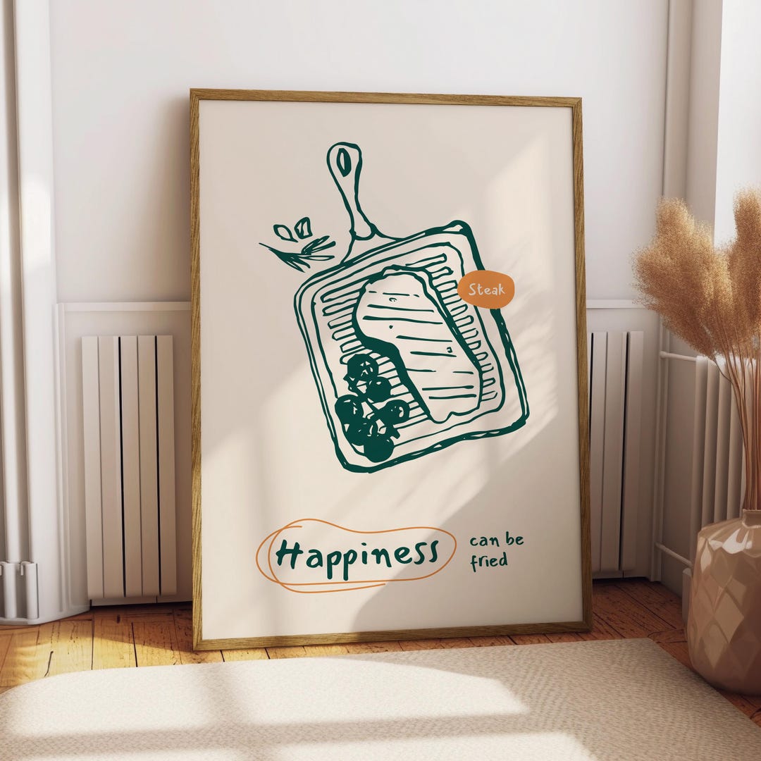 Fried Happiness Poster - Food Poster - Kitchen Decor - Kitchen Print ...