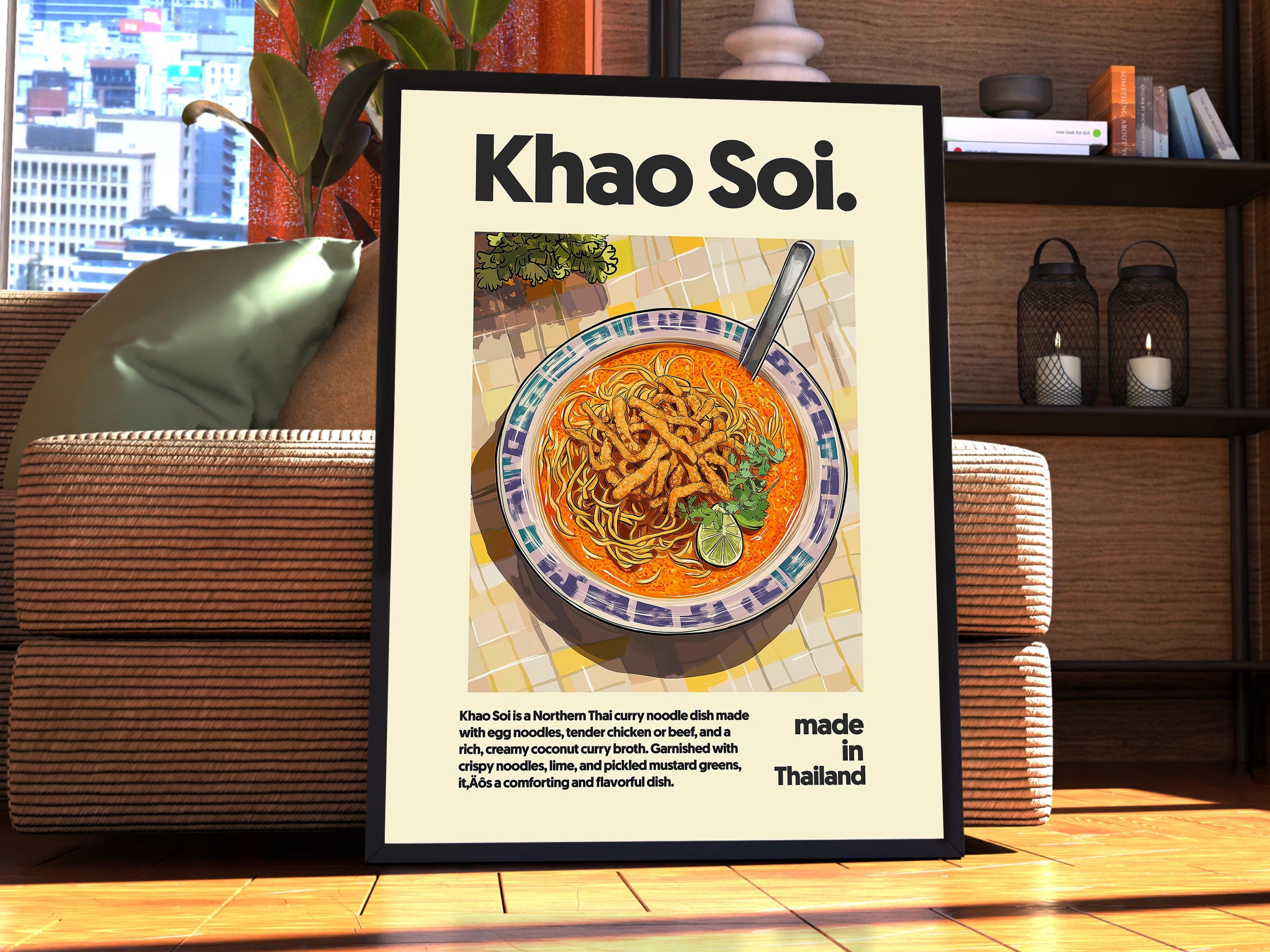Khao Soi Poster - Food Poster - Kitchen Decor - Kitchen Print - Thai ...
