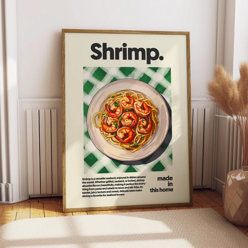 Shrimp Poster - Food Poster - Kitchen Decor - Kitchen Print - Seafood ...