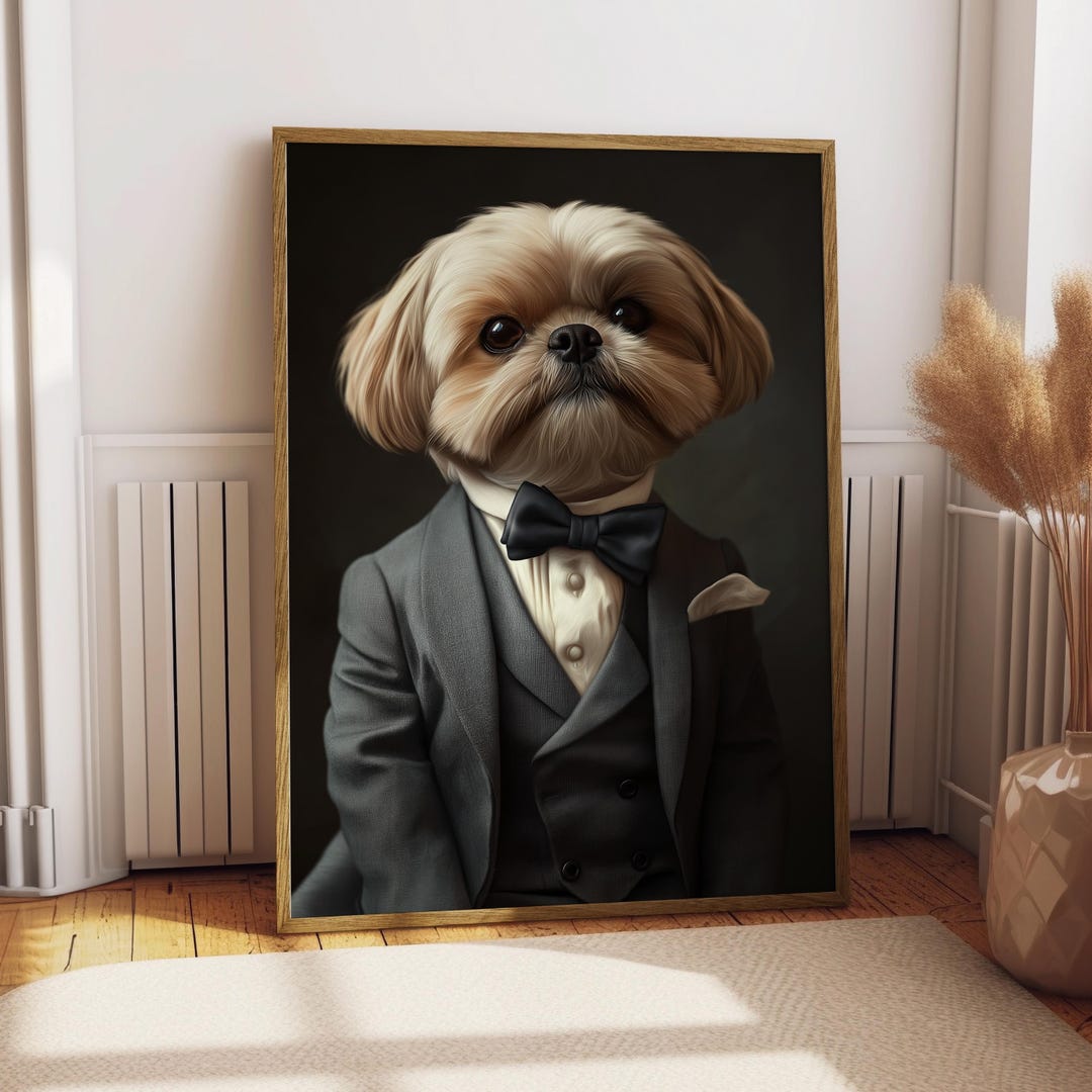 Shih Tzu Suit Portrait - Dog Poster - Pet Portrait - Custom Pet Art ...