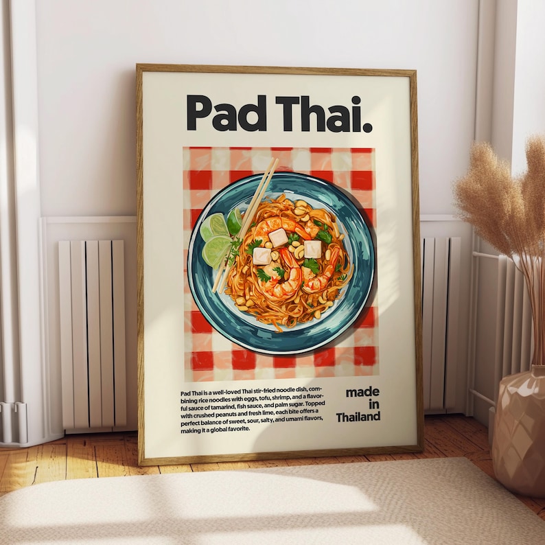 Pad Thai Poster - Food Poster - Kitchen Decor - Kitchen Print - Thai ...
