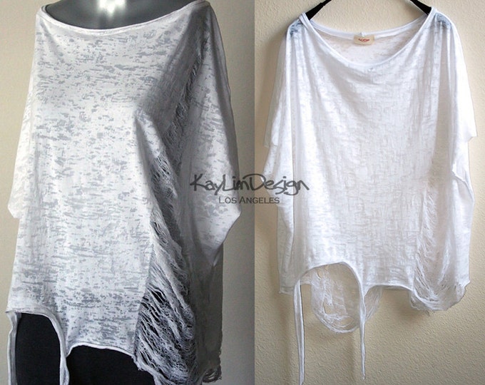 Loose Fit off Shoulder Shredded Jersey Top KT526 - Etsy