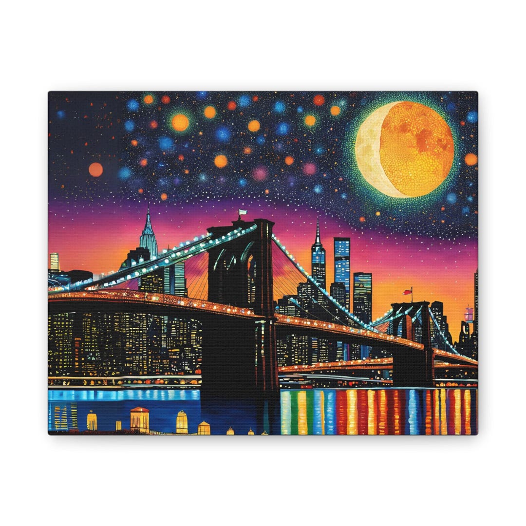 Canvas Stretched, 0.75 Skyline Nyc Bridge - Etsy