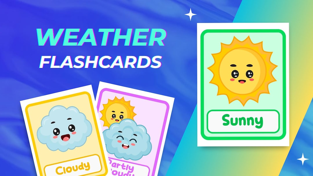 Weather Flashcards Kids Printable Download Learning Weather Instant ...