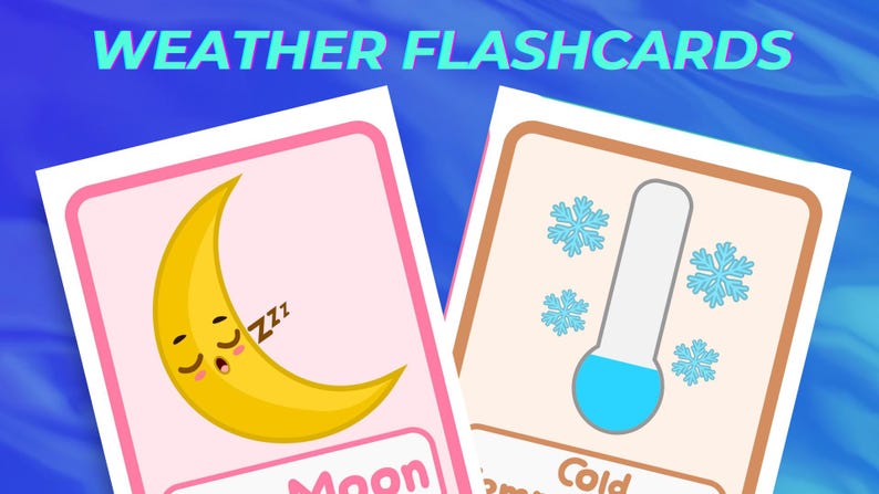 Weather Flashcards Kids Printable Download Learning Weather Instant ...