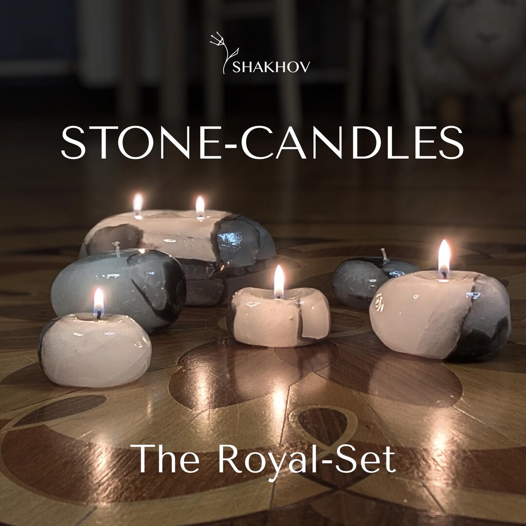 Stone Candle Gift Set of 6pcs. Personalized Stone Candle. Handmade ...