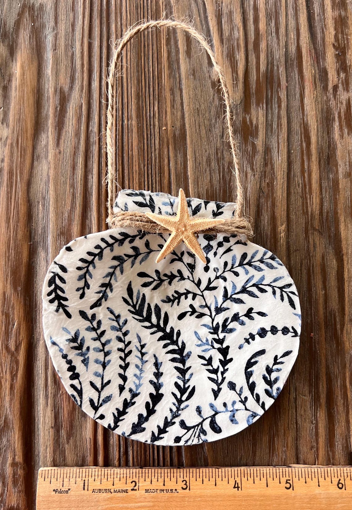 Scallop Shell Ornament Decoupaged With Starfish Embellishment and Twine ...