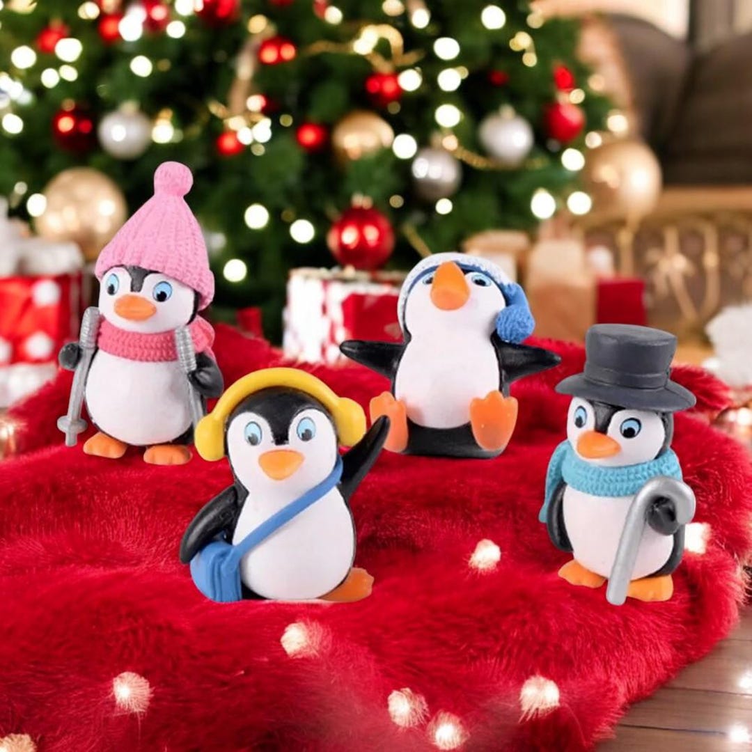 Miniature Winter Penguin Figurine - Christmas Holiday Decoration - Etsy