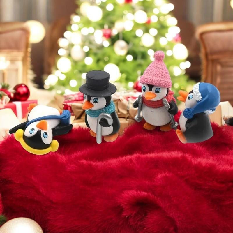 Miniature Winter Penguin Figurine - Christmas Holiday Decoration - Etsy