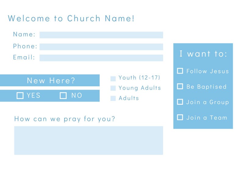 Church Welcome Card - New Here - Hi Card - Editable - Digital - Canva ...