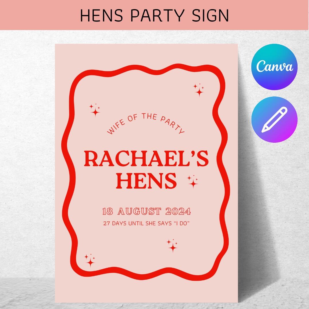 Hens Party Sign - Wife of the Party - Bachelorette - Poster - Editable ...