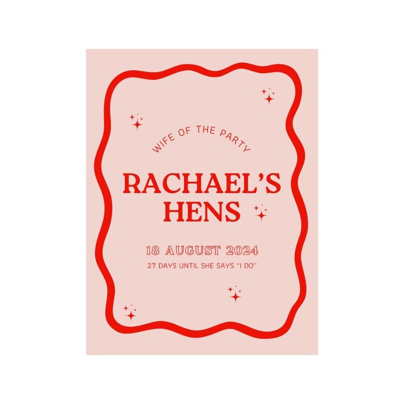 Hens Party Sign Wife of the Party Bachelorette Poster Editable Canva ...