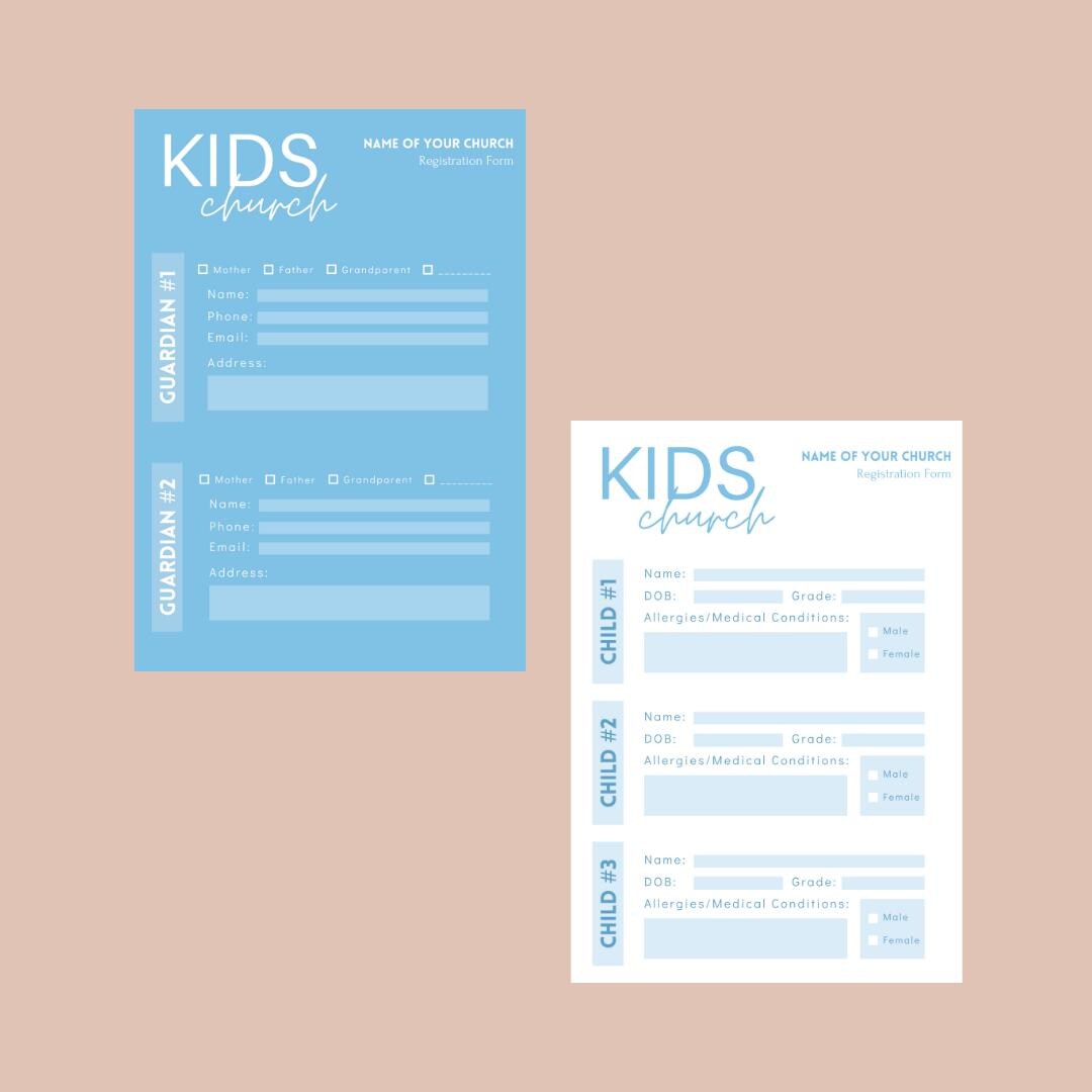 Kids Church Registration Card Children's Ministry Registration Form ...