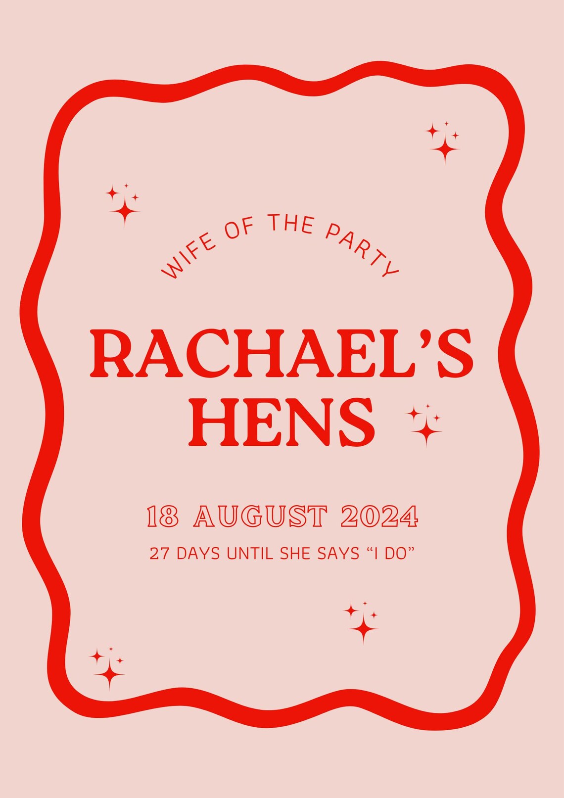 Hens Party Sign - Wife of the Party - Bachelorette - Poster - Editable ...