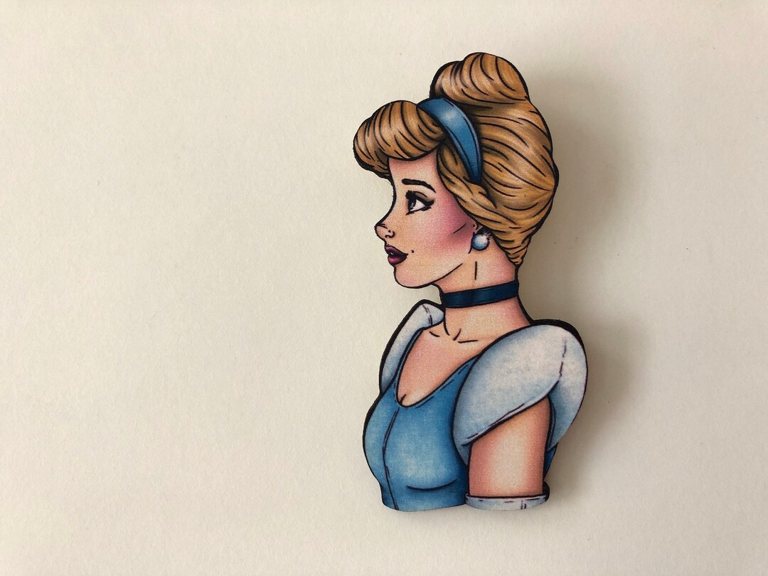 Princess Profile Cinderella Laser Cut Wood Brooch - Etsy