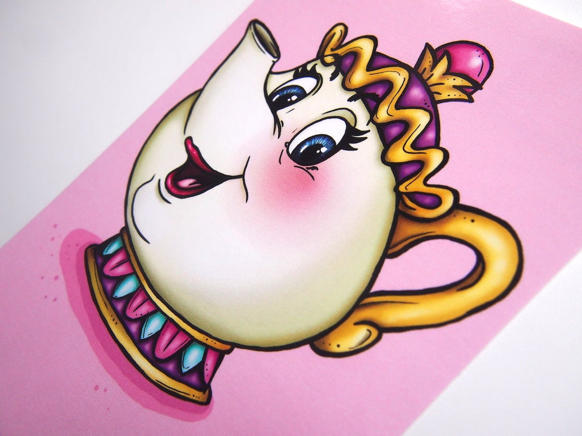 Mrs Potts Beauty and the Beast Postcard | Etsy