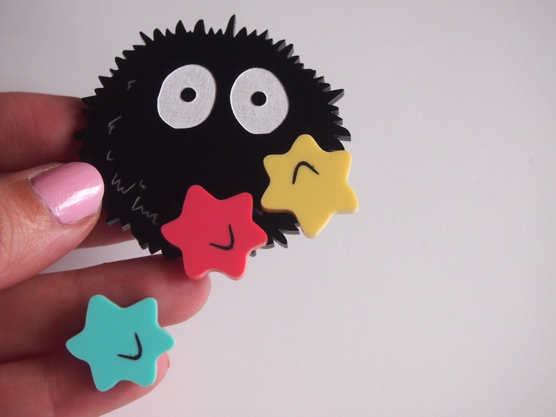 Soot Sprite 2 Part Laser Cut Acrylic Brooch | Etsy Australia
