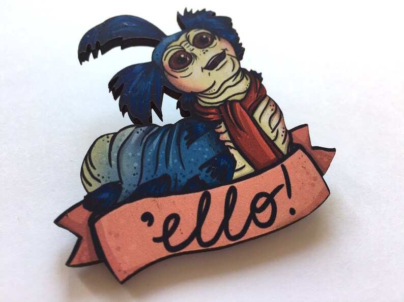 Blue Worm Labyrinth Wood Brooch - Etsy