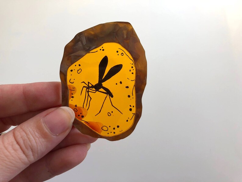 Mosquito in Amber Jurassic Park Laser Cut Acrylic Brooch | Etsy