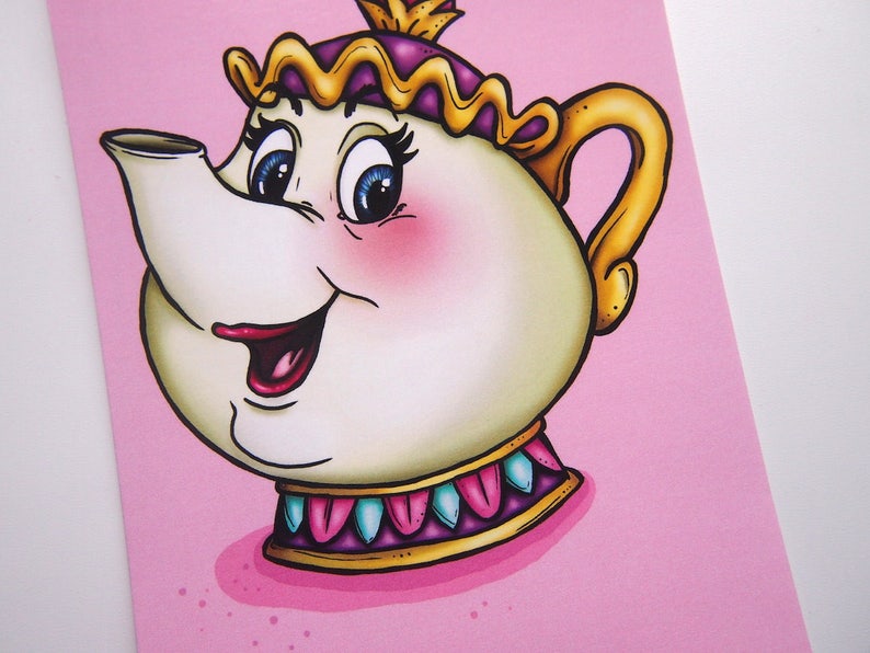 Mrs Potts Beauty and the Beast Postcard | Etsy
