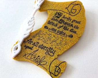 Ursula and Ariel Contract the Little Mermaid Laser Cut Wooden Brooch - Etsy
