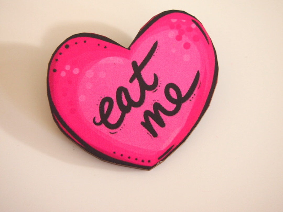 Eat Me Heart Alice in Wonderland Laser Cut Wood Brooch - Etsy