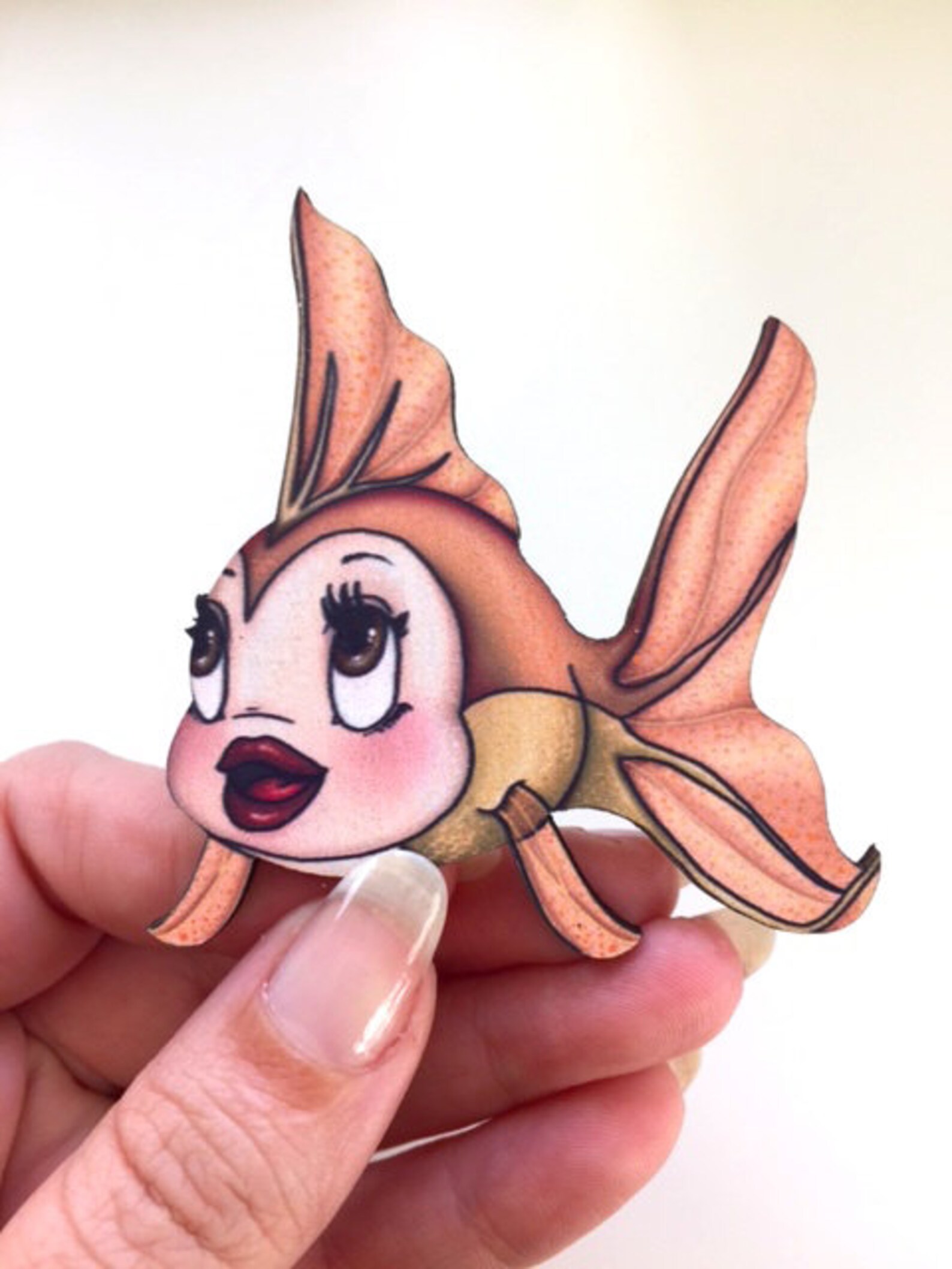 Cleo Fish Pinocchio Laser Cut Wood Brooch - Etsy
