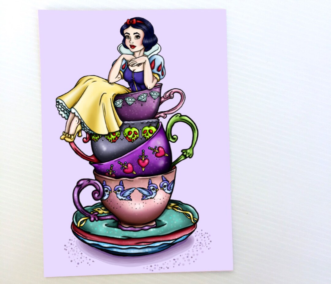 Teacup Snow White Postcard - Etsy