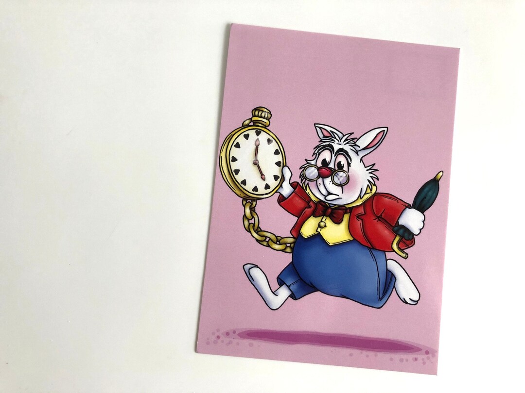 White Rabbit Alice in Wonderland Postcard - Etsy