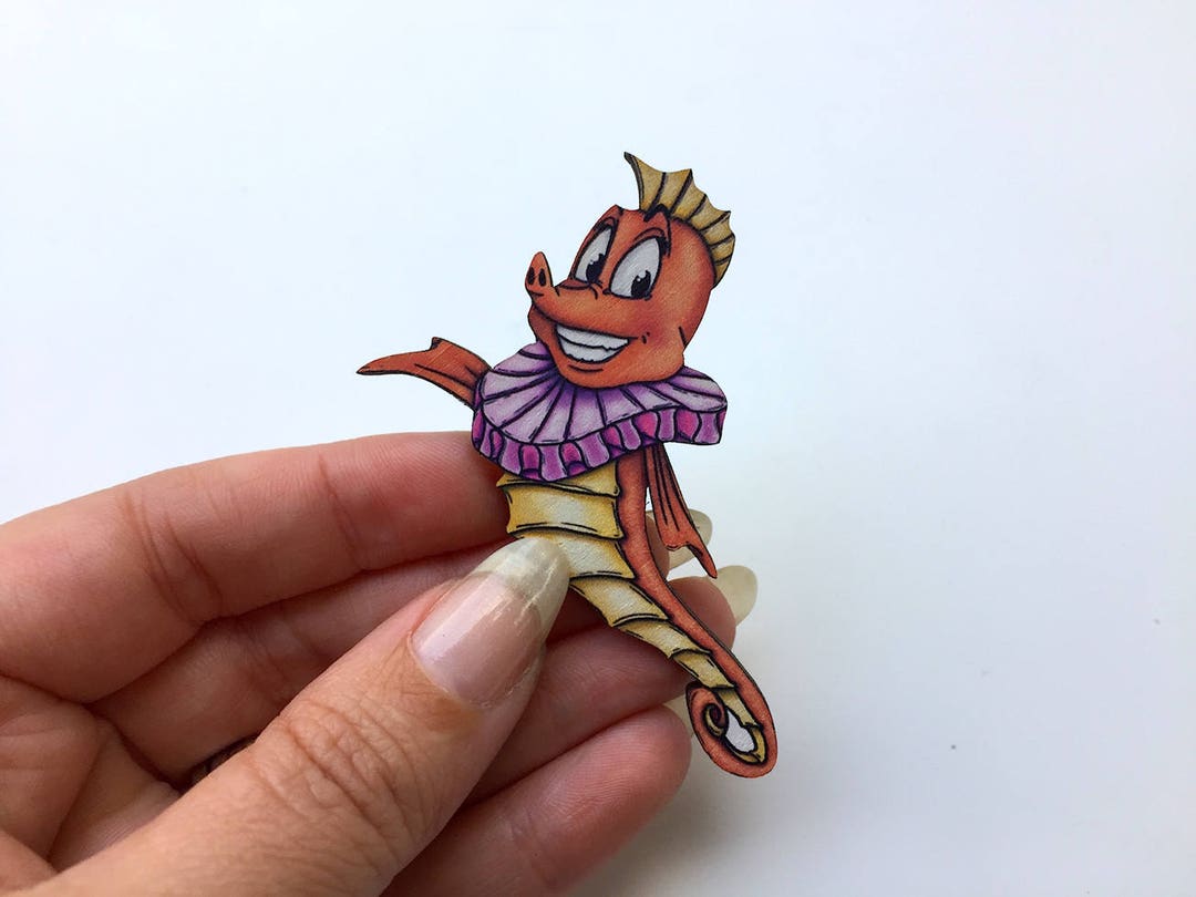 Seahorse Herald the Little Mermaid Laser Cut Wood Brooch - Etsy