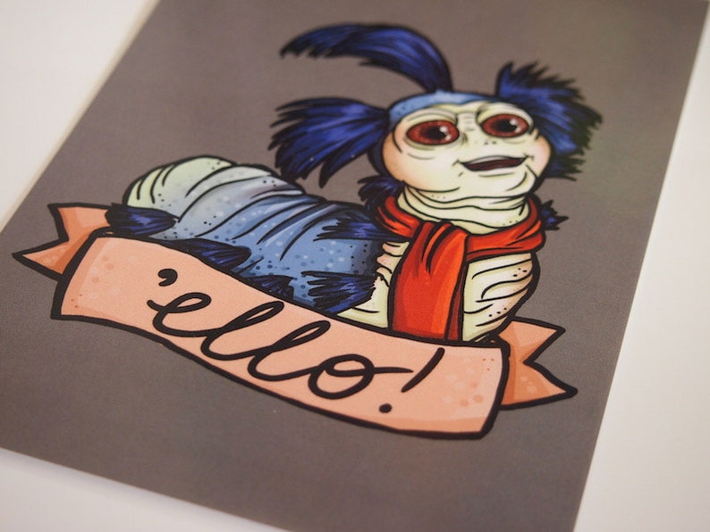 Illustrated Ello Blue Worm Labyrinth Postcard | Etsy