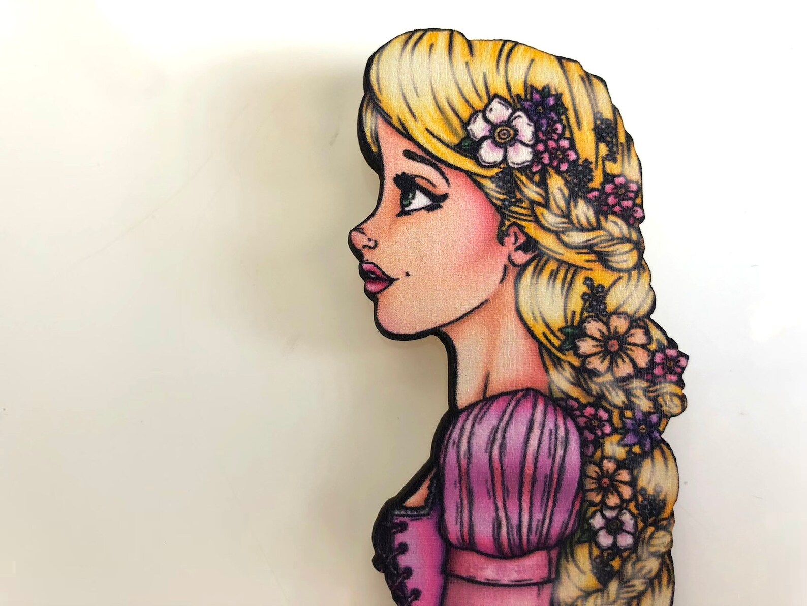 Princess Profile Rapunzel Tangled Laser Cut Wood Brooch | Etsy