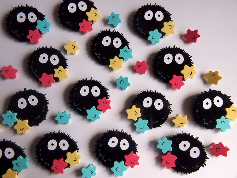 Soot Sprite 2 Part Laser Cut Acrylic Brooch | Etsy Australia