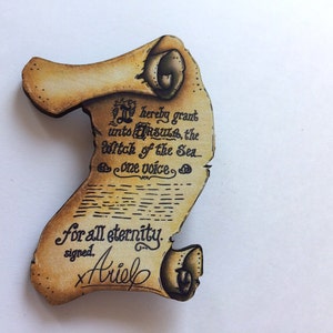 Ursula and Ariel Contract the Little Mermaid Laser Cut Wooden Brooch - Etsy