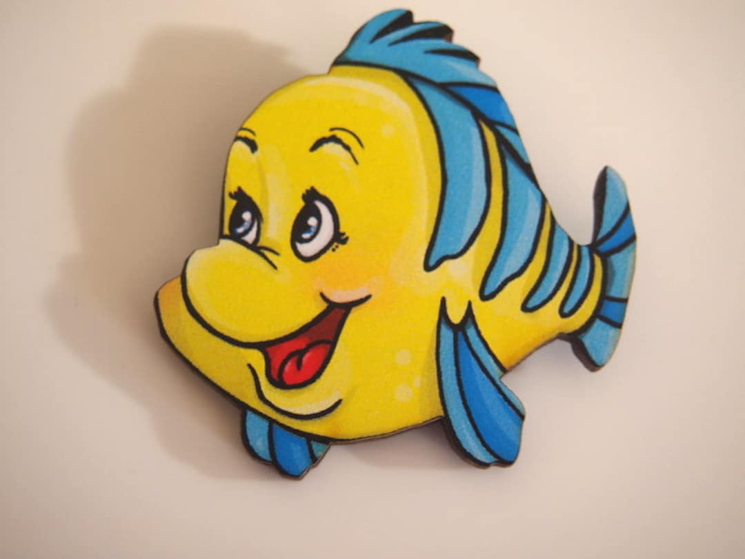 Flounder the Little Mermaid Laser Cut Wood Brooch - Etsy