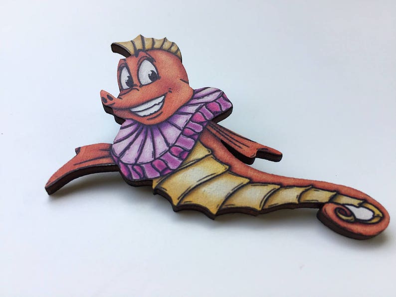 Seahorse Herald the Little Mermaid Laser Cut Wood Brooch - Etsy