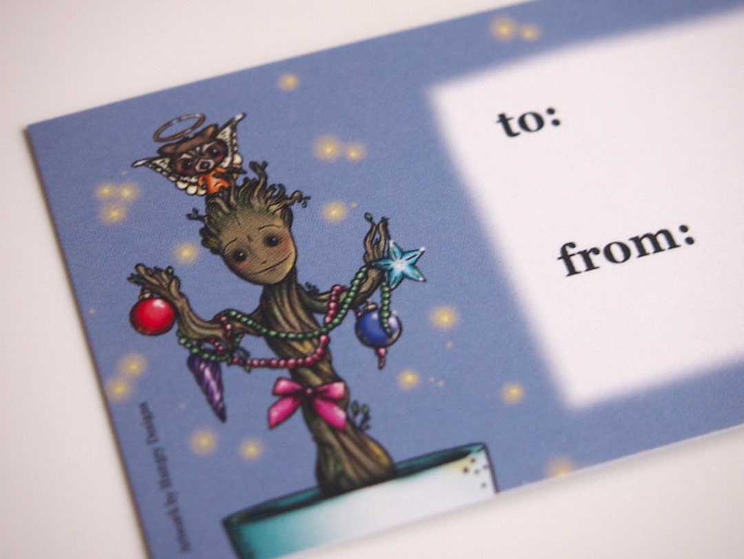 Illustrated Christmas Groot Guardians of the Galaxy Gift Tags X 10 - Etsy
